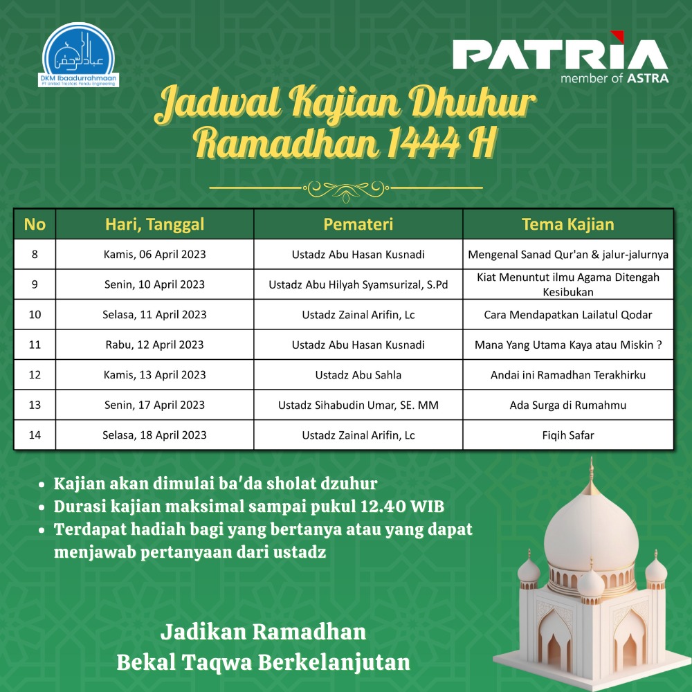 Kajian Dhuhur Special Ramadhan UTPE 1444 H